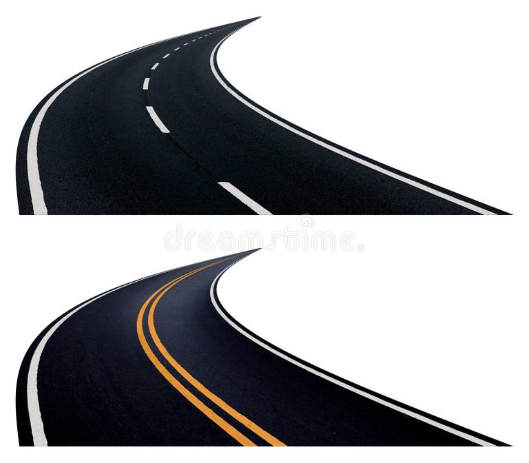 Two roads with turn. stock image. Illustration of journey - 47130261