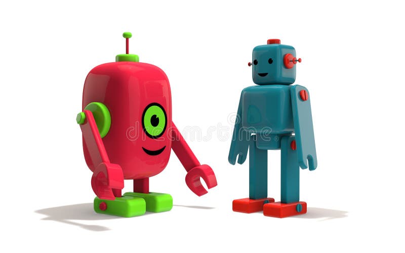 Robot friends stock illustration. Illustration of dimensional - 12554314