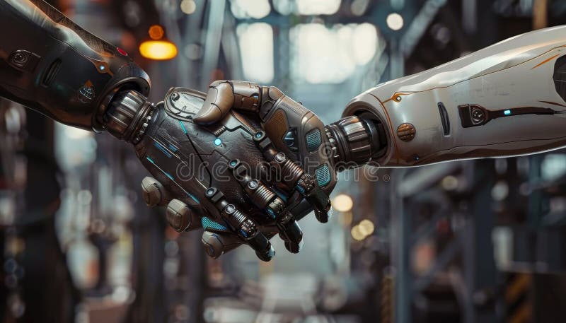 Two Robot Hands Shaking Hands by AI Generated Image Stock Photo - Image ...