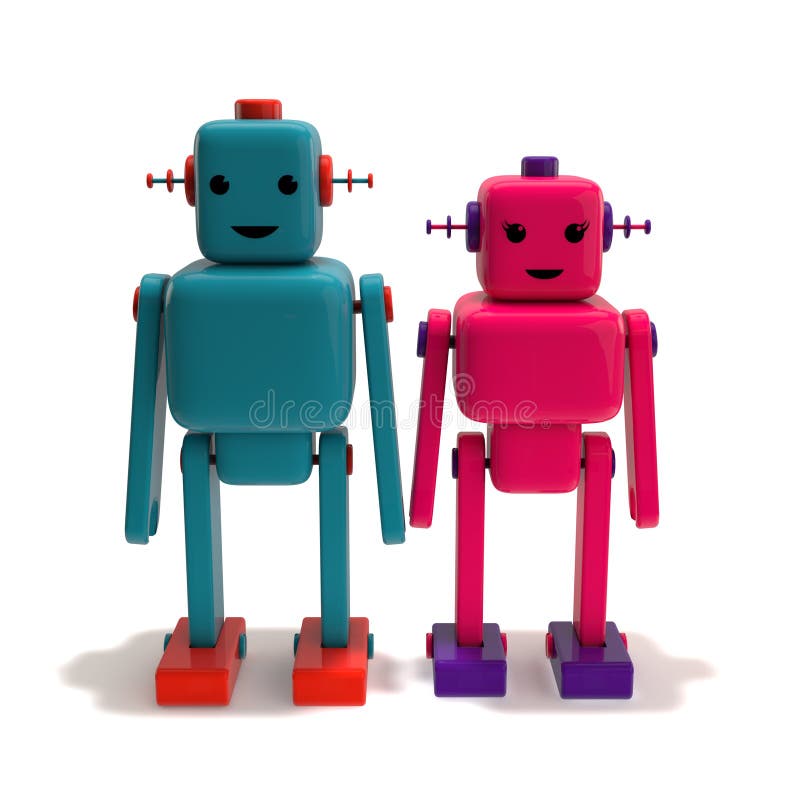 Two Robot lovers. stock illustration. Illustration of gentle - 82920562