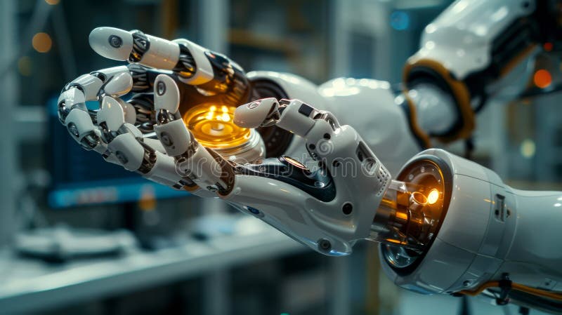 Two Robotic Arms AI Generated Stock Illustration - Illustration of ...