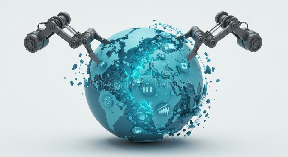 Robotic Global Disruption stock illustration. Illustration of silver ...