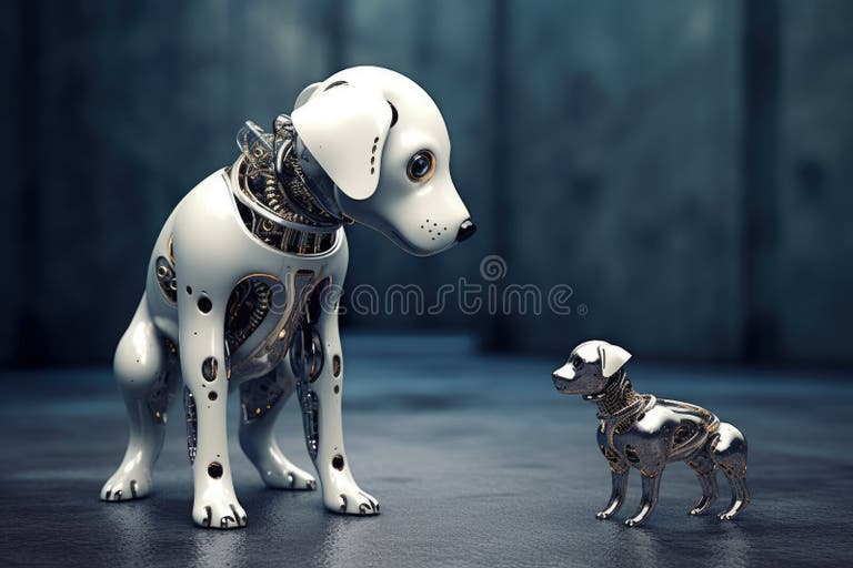 Two Robotic Dogs. the Concept of Artificial Intelligence Stock ...