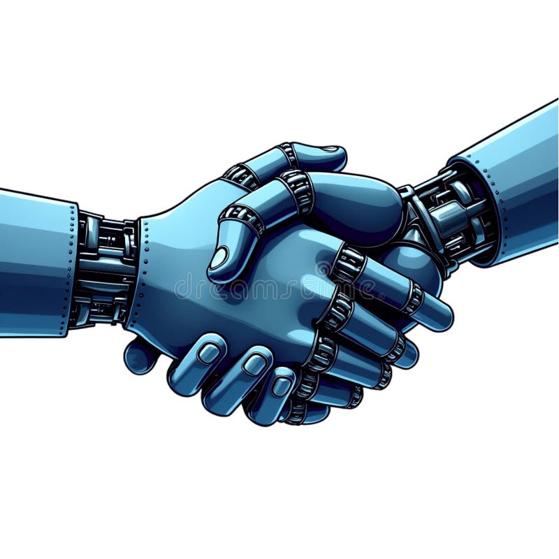 Two Robotic Hands are Engaging in a Handshake, Technology and Progress ...