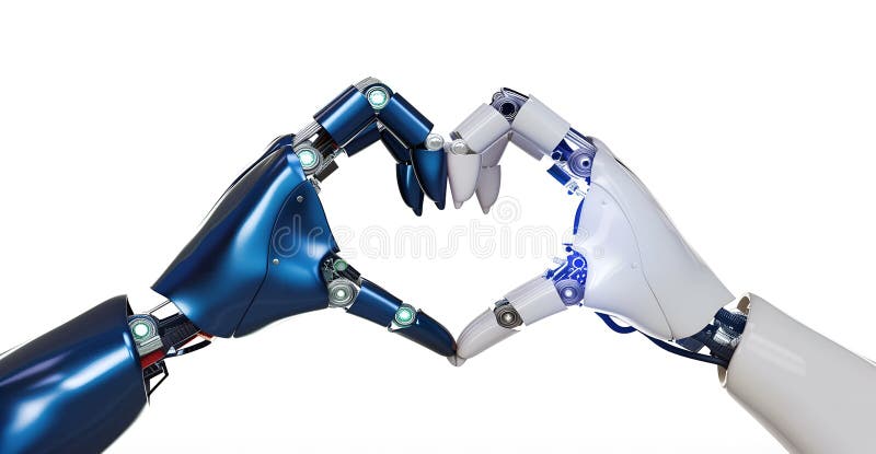 Two Robotic Hands Form a Heart Shape, Symbolizing Unity and Connection ...