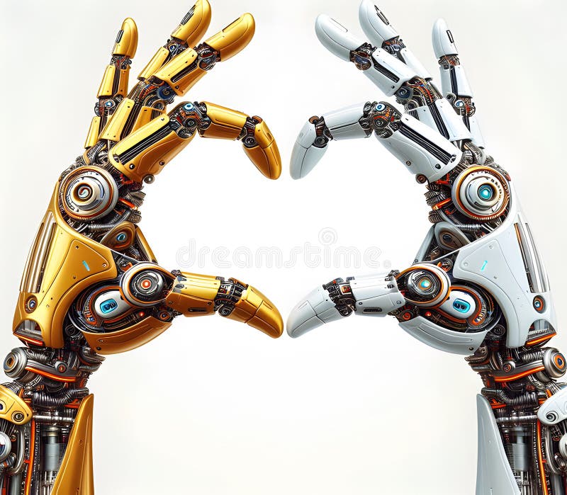 Two Robotic Hands Form a Heart Shape, Symbolizing Unity and Connection ...