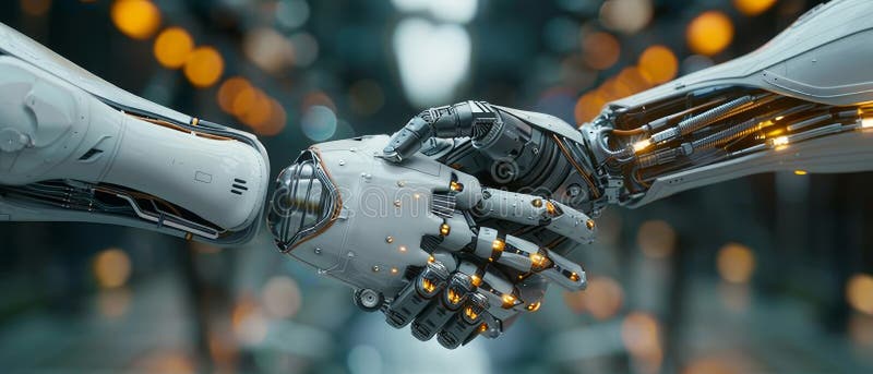 Two Robotic Hands Shaking Hands by AI Generated Image Stock Image ...