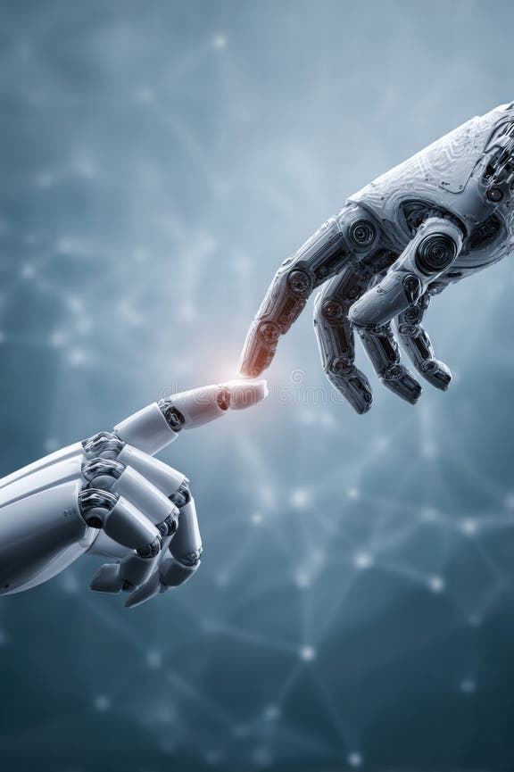 Two Robotic Hands Touch, Symbolizing the Intersection of Technology and ...