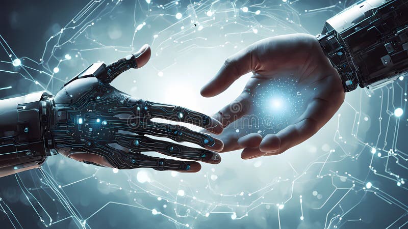 Two Robotic Hands are Touching Each Other, Symbolizing a Connection ...