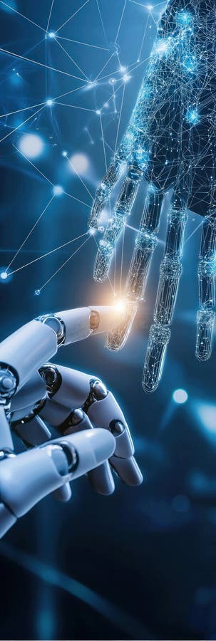 Two Robotic Hands Touching in a Network of Lines Concept of Artificial ...