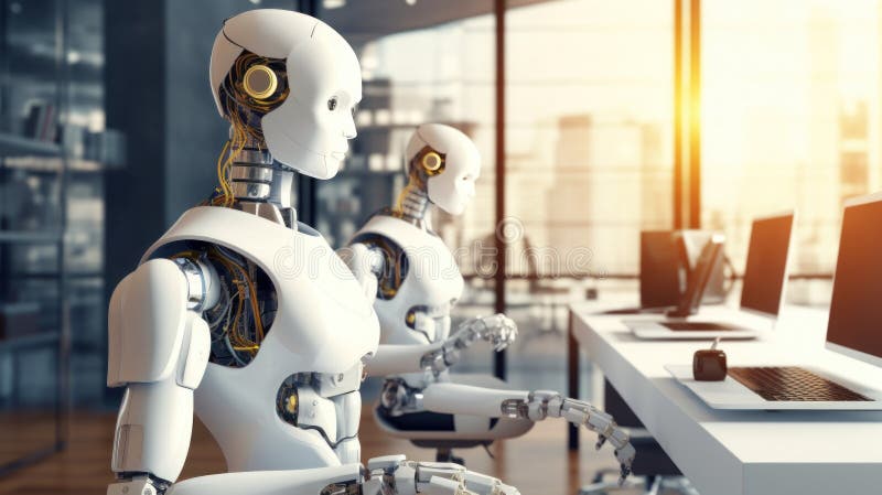 Robotic Arm Working on a Machine, AI Stock Illustration - Illustration ...