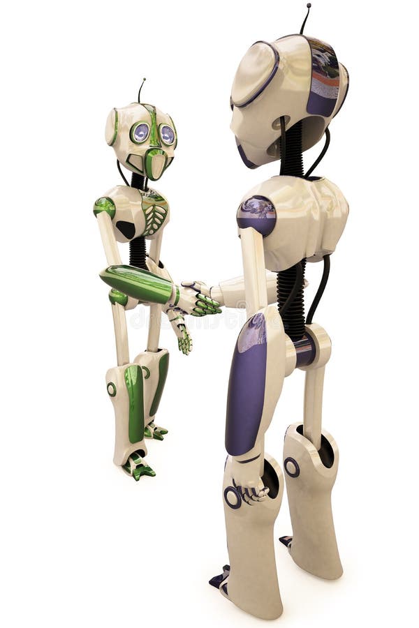 Two robots stock illustration. Illustration of concept - 13086345