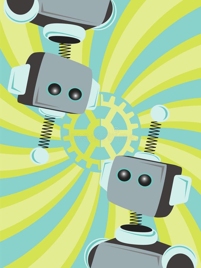 Two Robots Abstract Looking Gear Swirl Background Stock Vector ...