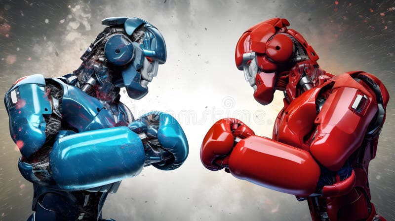 Two robots in action stock illustration. Illustration of fireman ...