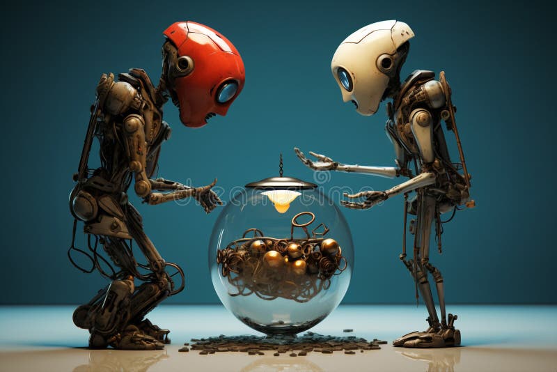 Two Robots are Discussing or Arguing Over. Artificial Intelligence ...