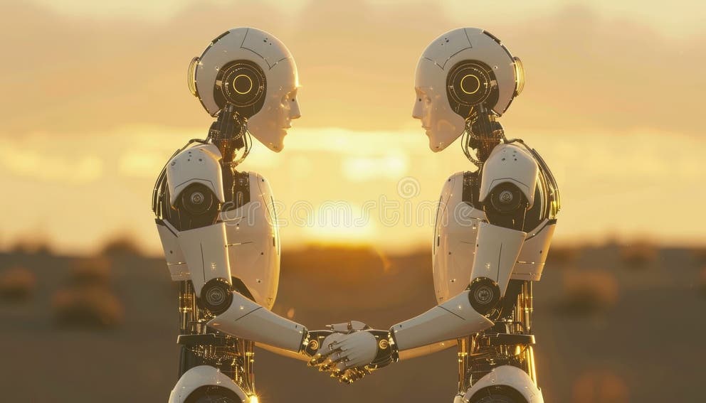 Two Robots are Holding Hands and Looking at Each Other by AI Generated ...