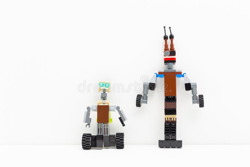 Two Robots Made from the Children`s Designer, Details of Plastic ...
