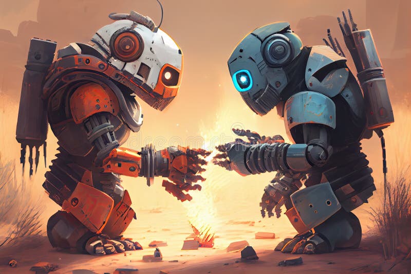 Two Robots, One with a Friendly and Warm Exterior and the Other Sleek ...