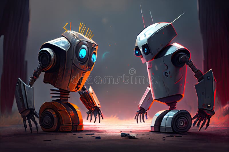 Two Robots, One with a Mischievous Smile and the Other with an ...