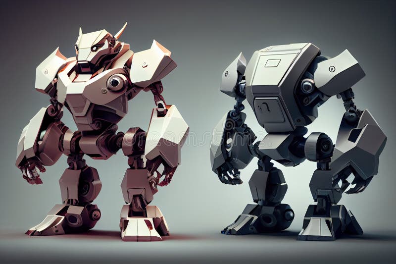 Two Robots, One with Sleek and Streamlined Design, the Other Angular ...