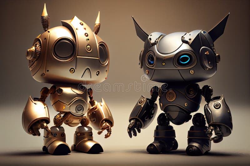 Two Robots, One with a Soft, Friendly Exterior and the Other Metallic ...