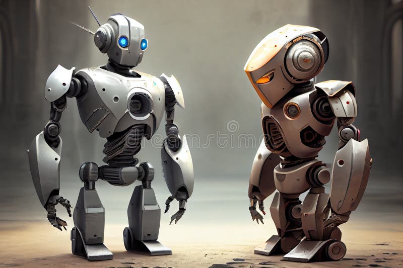Two Robots, One with a Soft, Friendly Exterior and the Other Metallic ...