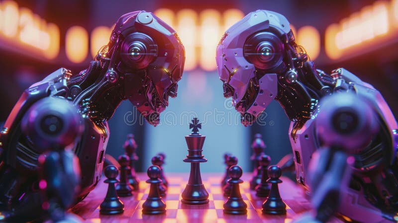 Two Robots are Playing Chess on a Board Stock Illustration ...