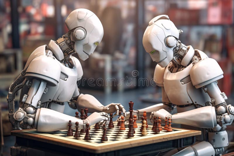 Two Robots Playing a Game of Chess. Stock Illustration - Illustration ...