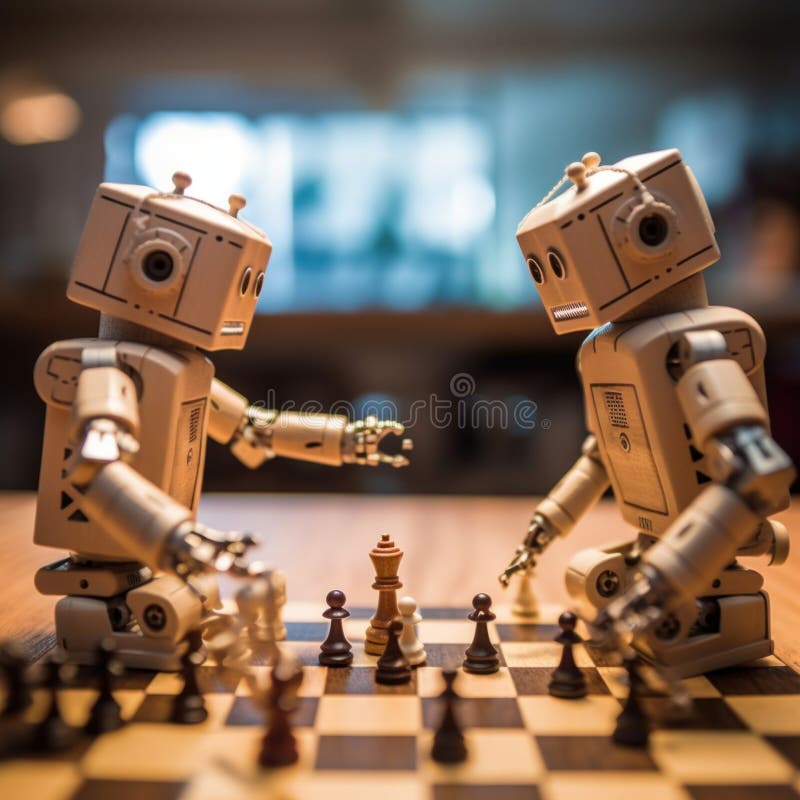 Two Robots Playing a Game of Chess on a Table. Generative AI Image ...
