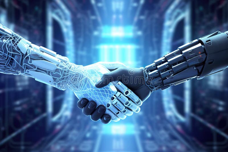 Two Robots Shaking Hands Artificial Intelligence Stock Illustration ... Two Robots Shaking Hands Artificial Intelligence Stock Illustration ...