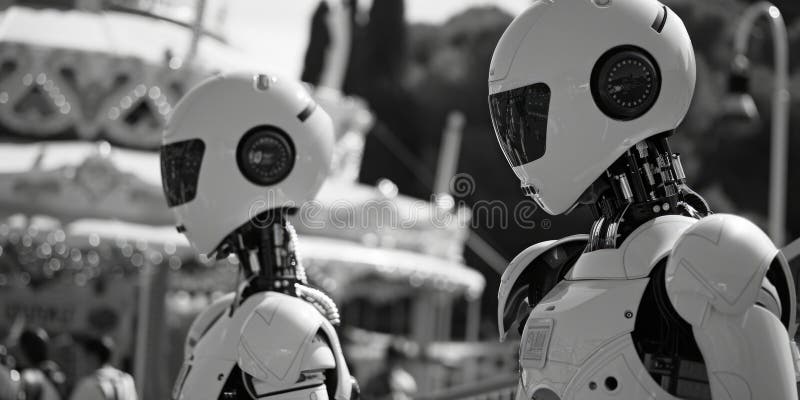 Two robots side by side stock image. Image of mechanical - 336464819