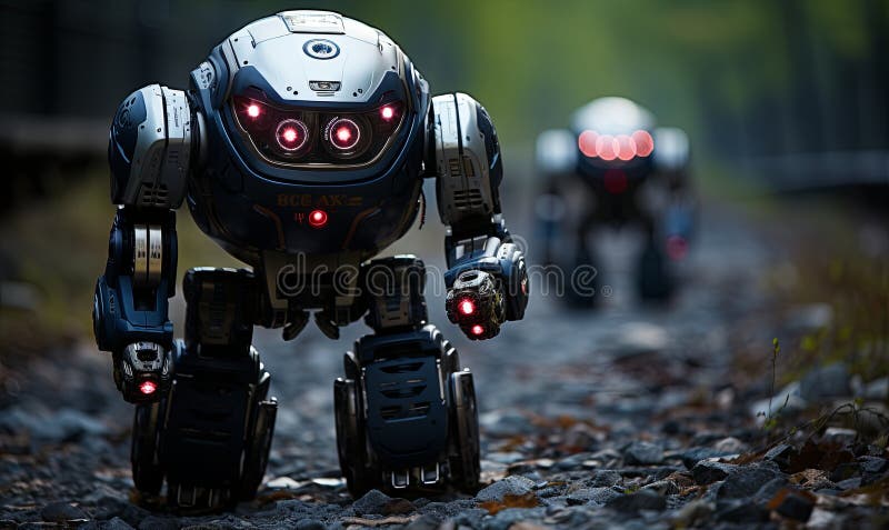 Two Robots Standing in Dirt Stock Image - Image of collaboration ...