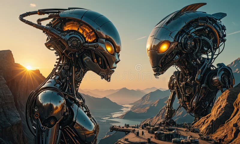 Two Robots are Standing Next To Each Other in the Wilderness, with the ...