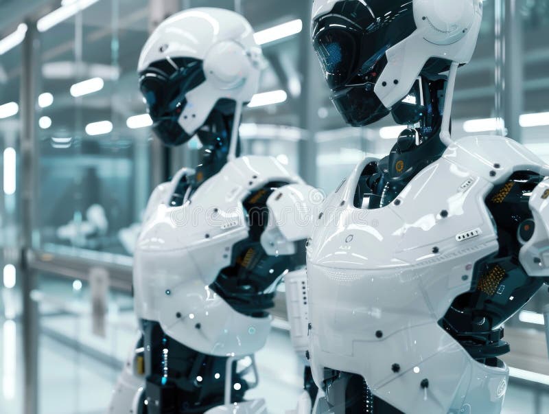 Two Robots Standing Side by Side, Possibly Friends or Partners Stock ...