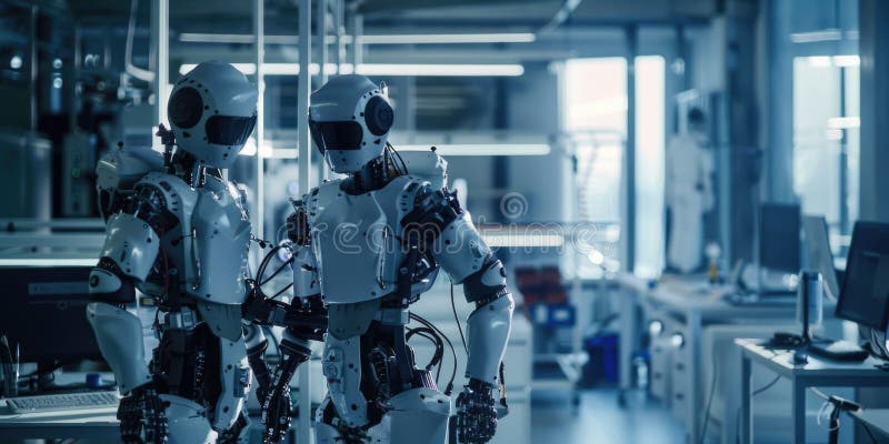 Two Robots Standing Together, Possibly Friends or Colleagues Stock ...