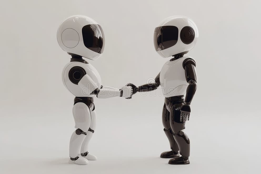 Two Robots, Who are the Same Height and are Standing in an Office, are ...