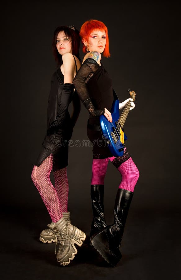 Two rock girls with guitar stock photo. Image of cute - 5156946