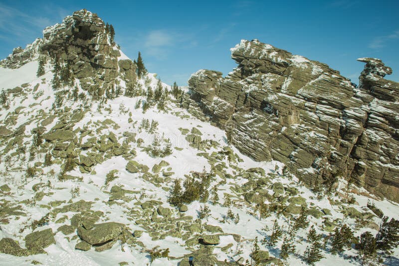 Two Rocks Covered with Snow Stock Photo - Image of interaction, capped ...