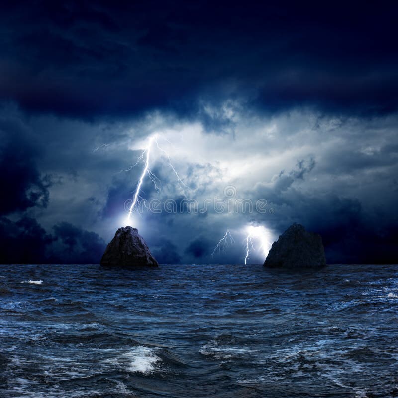 Lighthouse Storm stock photo. Image of bolt, purple, clouds - 16125322