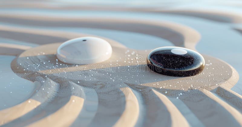 Two Rocks are Stacked on Top of Each Other in the Sandy Beach Stock ...