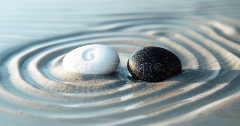 Two Rocks are Stacked on Top of Each Other in the Sandy Beach Stock ...