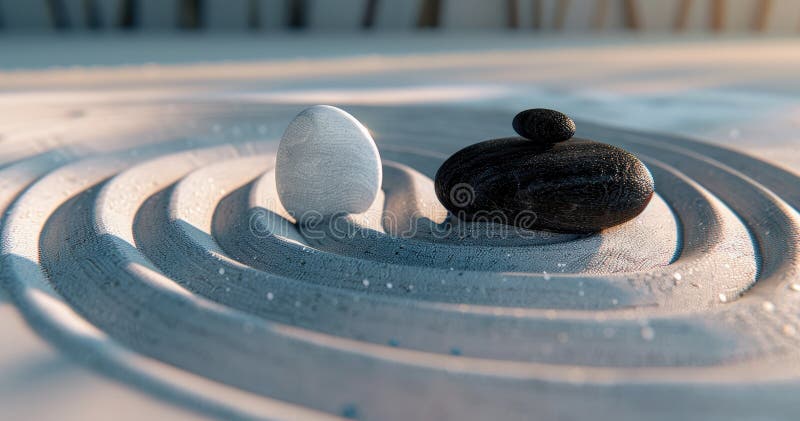 Two Rocks are Stacked on Top of Each Other in the Sandy Beach Stock ...