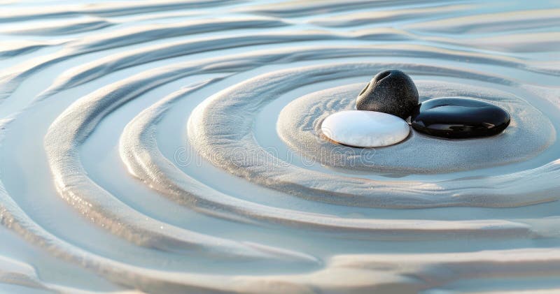 Two Rocks are Stacked on Top of Each Other in the Sandy Beach Stock ...