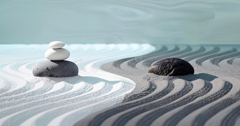 Two Rocks are Stacked on Top of Each Other in the Sandy Beach Stock ...