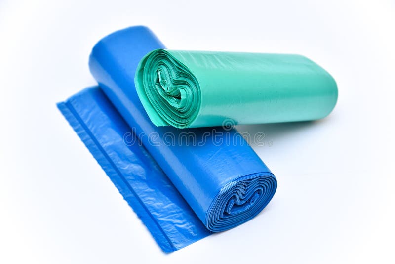 Roll of Blue Garbage Bag Top View Isolated on White Background Stock ...