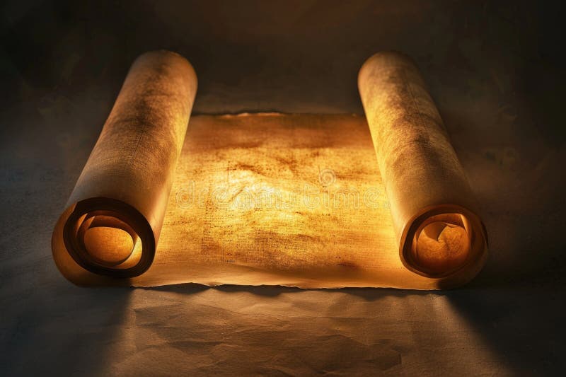 Two Rolled Parchment Papers Sit on a Table, Awaiting Unrolling and ...