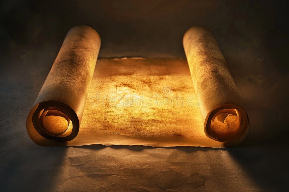 Two Rolled Parchment Papers Sit on a Table, Awaiting Unrolling and ...