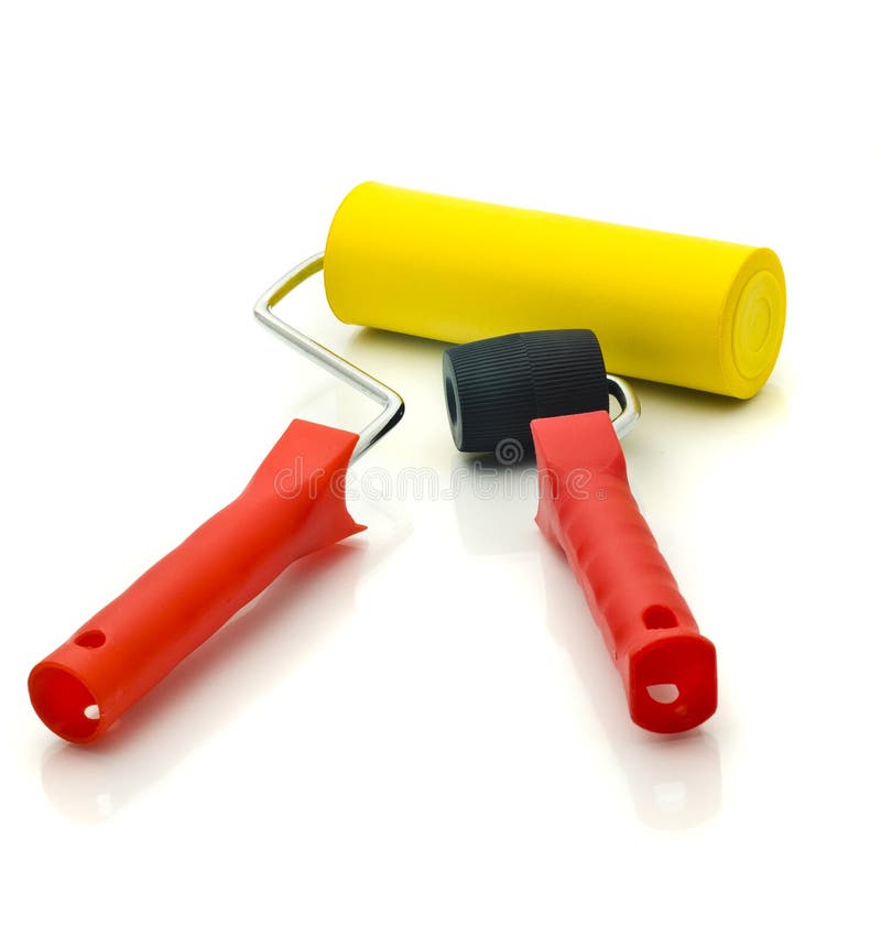Two Rollers for Renovation Over White Isolated Stock Image - Image of ...