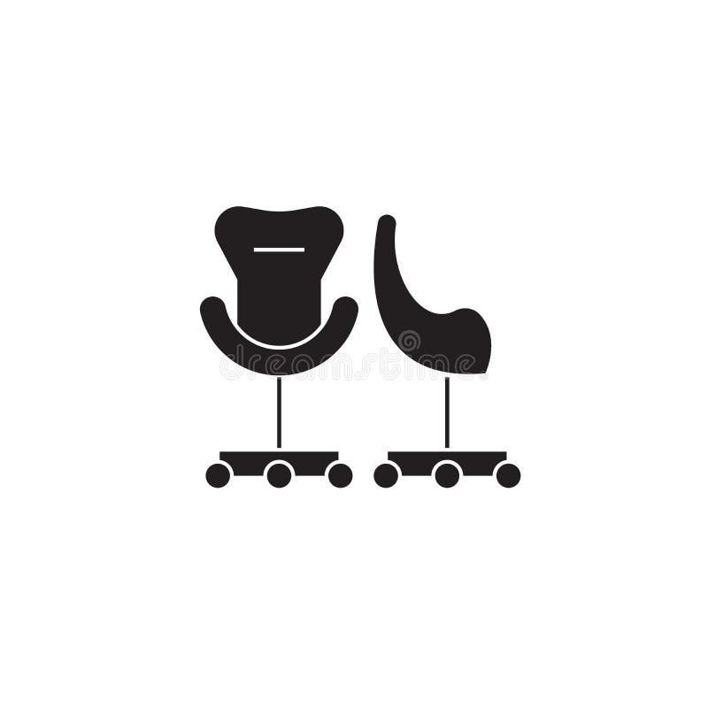 Two Rolling Armchairs Black Vector Concept Icon. Two Rolling Armchairs ...