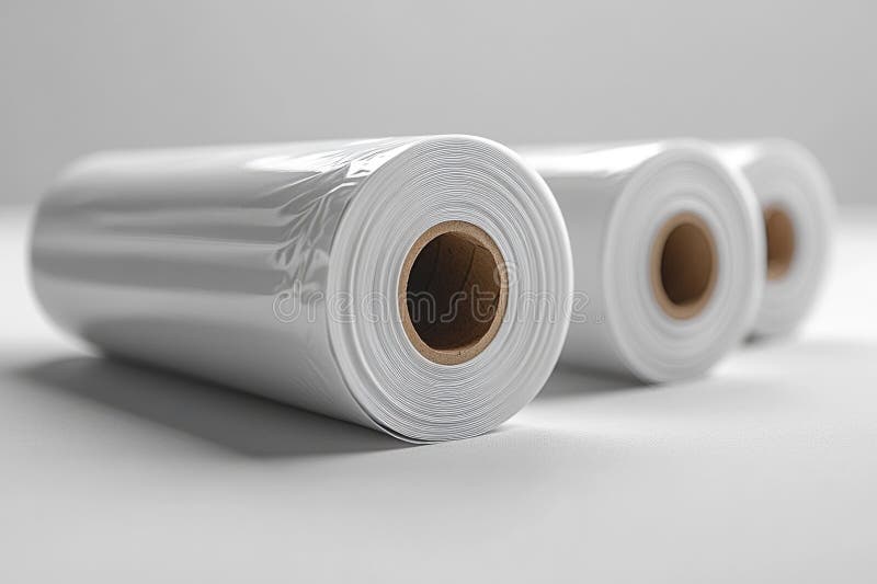 Two Rolls of Aluminum Foil on a White Surface Stock Image - Image of ...